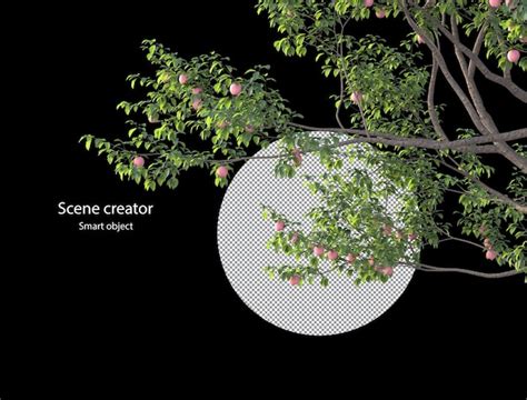 사과 나무와 사과 가지 고립 된 렌더링 프리미엄 Psd 파일