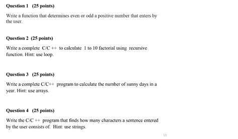 Solved Question 1 25 Points Write A Function That