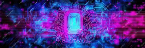 Premium Ai Image Biometric Authentication Fingerprint Scanning Circuit Board Background Pink Blue
