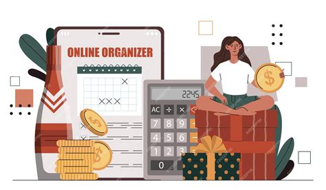 Premium Vector Woman With Online Organizer Young Girl Sitting At Git