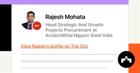 Rajesh Mohata Head Strategic And Growth Projects Procurement At Arcelormittal Nippon Steel