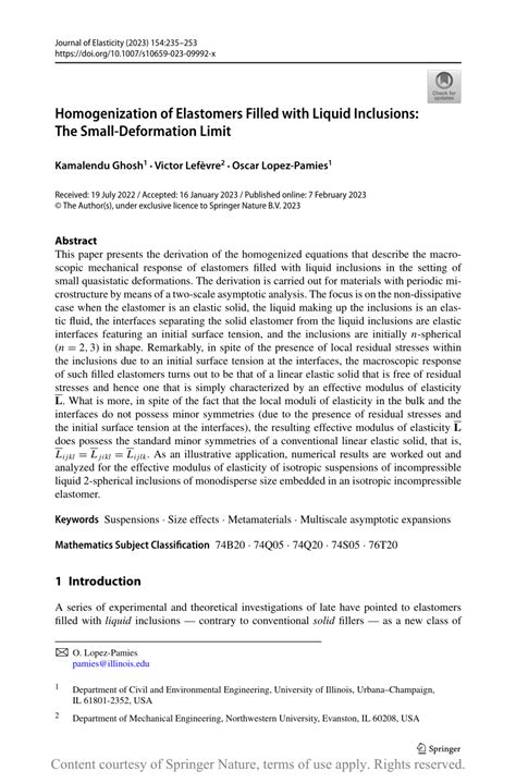 Homogenization Of Elastomers Filled With Liquid Inclusions The Small