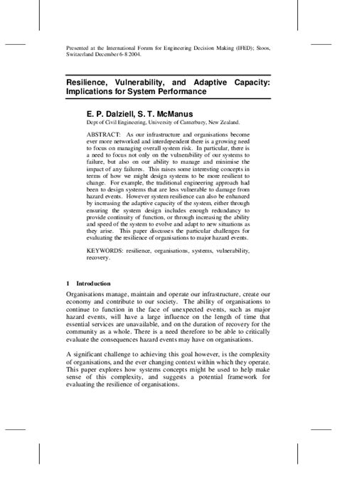 Pdf Resilience Vulnerability And Adaptive Capacity Of An Inland Rural Town Prone To Flooding