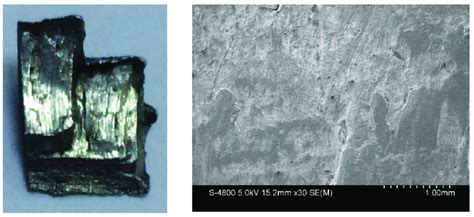 Typical Fracture Surface Of Fragment From Specimen 1 Left And Its Download Scientific