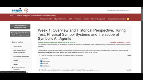 Nptel Artificial Intelligence Search Methods For Problem Solving Week 1 Nptel Week 1 Youtube