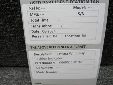 C669511 0102 Cessna Flight Wing Flap Position Indicator