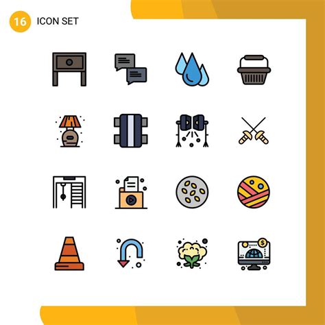 16 User Interface Flat Color Filled Line Pack Of Modern Signs And Symbols Of Home Retail Biology