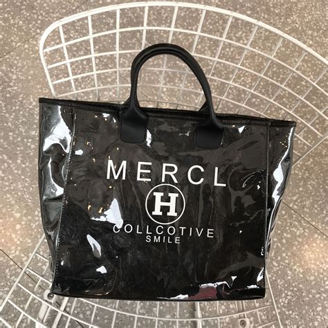 กระเป๋าถือผู้หญิงใหม่กระเป๋าโท้ท Pvc กระเป๋าแฟชั่นสตรีทตัวอักษรความจุขนาดใหญ่กระเป๋าถือแซนวิช