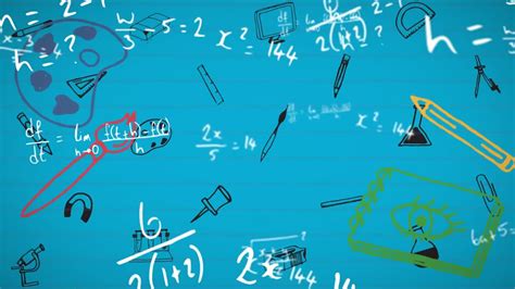 Premium Stock Video Digital Animation Of Mathematical Equations Against School Concept Icons
