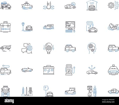 Vehicle Inspection Line Icons Collection Safety Testing Examination Inspecting Efficiency