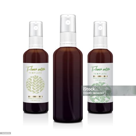 분무기와 현실적인 갈색 병의 집합입니다 병 성형 또는 의료 유리병 술병 Flacon 3d 그림 모의 갈색에 대한 스톡 벡터 아트 및 기타 이미지 Istock