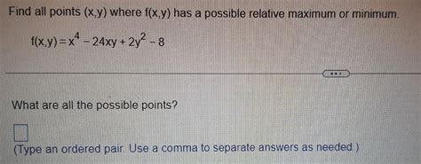 Solved Find All Points X Y Where F X Y Has A Possible