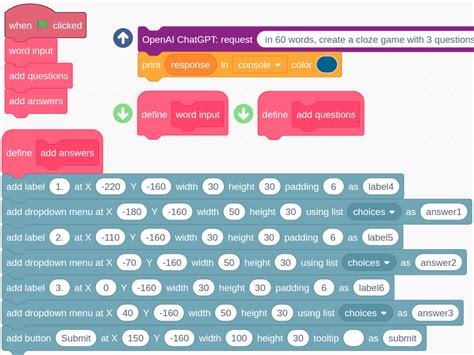 Chatgpt Ai Cloze Game Difficulty 4 Creaticode Scratch