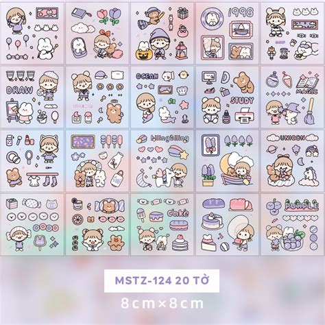 Mstz 12 2 6 Sticker Telado Cô Gái Và Bé Thỏ Cute