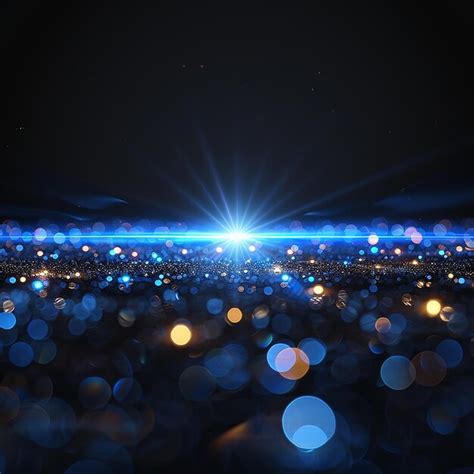 A Night Scene With Lights And A Plane In The Background Premium AI Generated Image