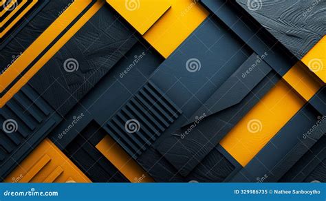 Abstract Geometric Pattern With Intersecting Black And Yellow Shapes Dynamic And Modern Design
