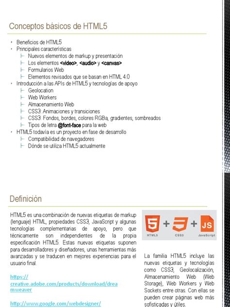 Conceptos Básicos De Html5 Pdf Html Red Mundial