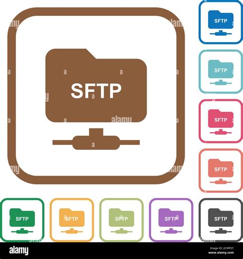 Ftp Over Ssh Simple Icons In Color Rounded Square Frames On White Background Stock Vector Image