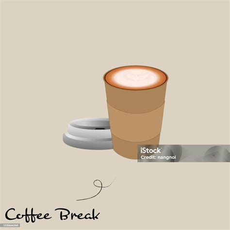 크림 배경 색상의 거품 우유로 만든 라떼 아트와 갈색 종이 소매와 갈색 종이 컵에 커피 컵 뜨거운 라떼 커피를 가져 가라 0명에