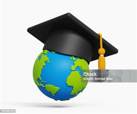 3d 자기 개발 개념 교육 학습 지식 추구 졸업 모자가 있는 지구 지구본 3d 일러스트레이션 3차원 형태에 대한 스톡 사진 및 기타 이미지 Istock