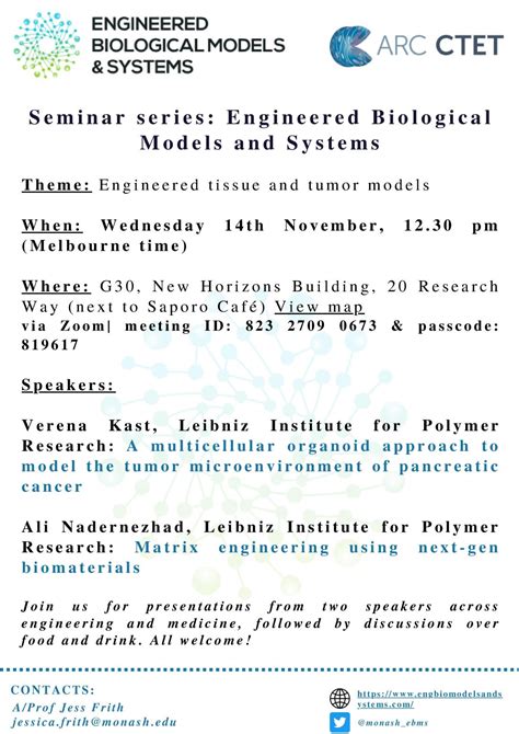 Ctet Cell And Tissue Engineering Technologies Arc Centre On Linkedin Seminar Research