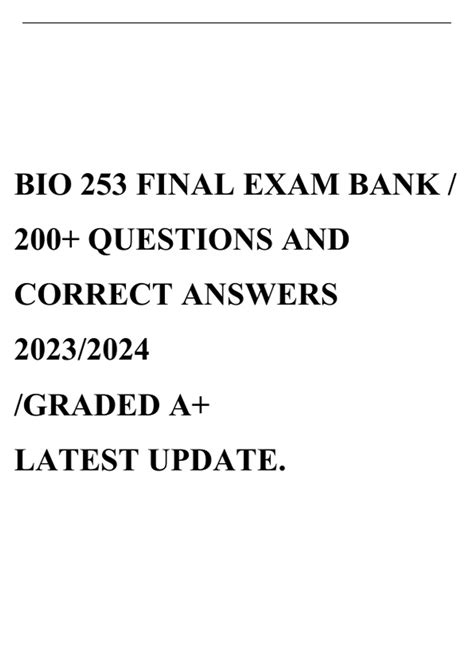 Bio 253 Final Exam Bank 200 Questions And Correct Answers 20232024 Bio 253 Stuvia Us