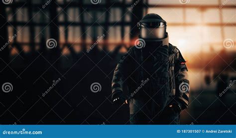 Minesweeper In An Armored Suit The Concept Of Anti Terrorism Airport Security Stock Image