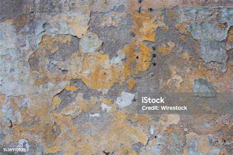 주황색과 파란색 음영으로 칠해진 질감 있는 벽의 클로즈업 샷 0명에 대한 스톡 사진 및 기타 이미지 0명 거친 건축 Istock