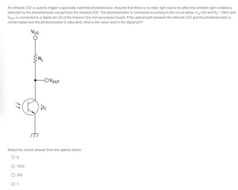 Solved An Infrared LED Is Used To Trigger A Spectrally Chegg Com