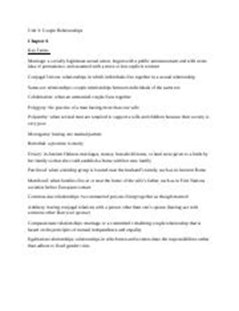 Unit Notes Docx Unit Couple Relationships Chapter Key Terms Marriage A Socially