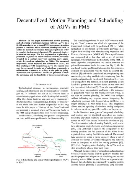 Pdf Decentralized Motion Planning And Scheduling Of Agvs In Fms