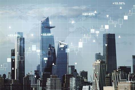 뉴욕 시 스카이 라인 배경 외환 및 투자 개념에 추상 창조적 인 창조적 인 금융 그래프 인터페이스와 세계지도 다중 노출 도시에 대한 스톡 사진 및 기타 이미지 Istock