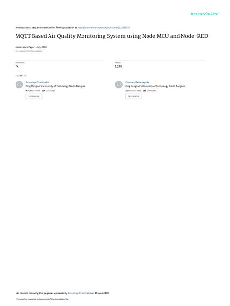 Mqttbased Air Quality Monitoring System Pdf Computer Engineering