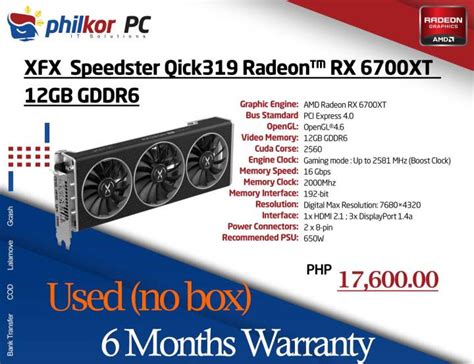 XFX Speedster Qick Radeon RX XT GB GDDR Used Graphics Card Lazada PH