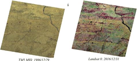 Display Of The Landsat Tm5 Mss And Landsat 8 Imageries Acquired In