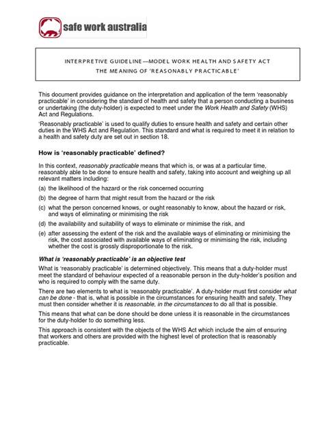 How Is Reasonably Practicable Defined Download Free Pdf Risk Occupational Safety And Health