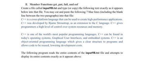 solved b member functions get put fail and eof create a