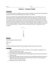 Density Of Solids Calculation And Analysis Course Hero