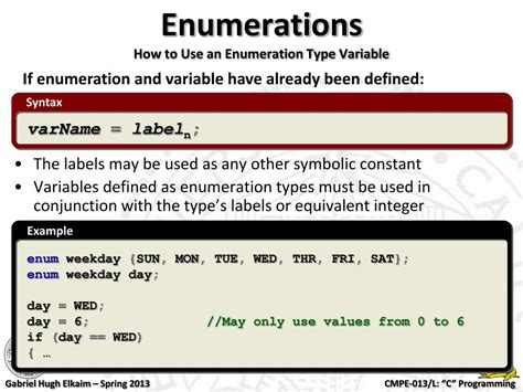 Ppt Cmpe 013l Enumerations Powerpoint Presentation Free Download