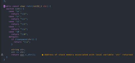 [bug] `str` returns a pointer to associated with a local variable use after free · issue 37