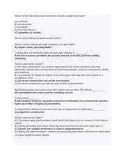 CSIS 212 Quiz 6 Classes Objects Docx Which Of The Following Class Members Should Usually Be