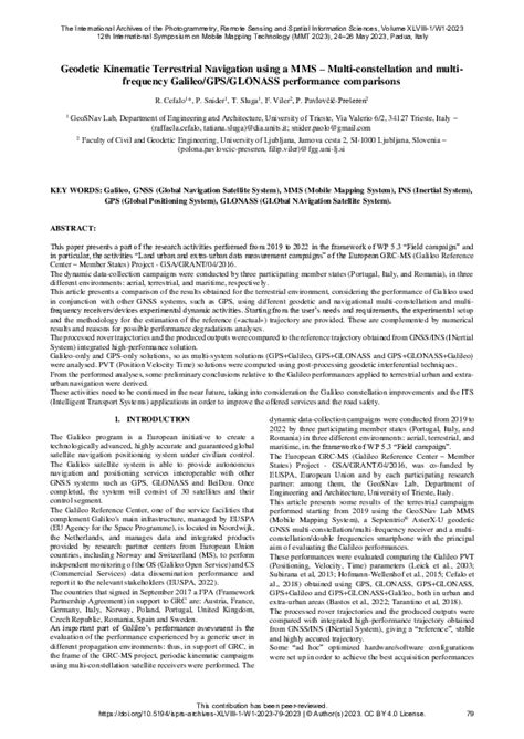 Pdf Geodetic Kinematic Terrestrial Navigation Using A Mms Multi Constellation And Multi