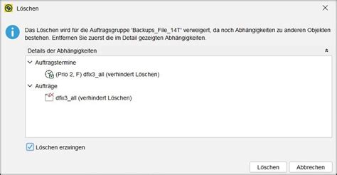 Löschen einer Auftragsgruppe SEPsesam