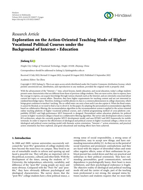 Pdf Exploration On The Action Oriented Teaching Mode Of Higher Vocational Political Courses