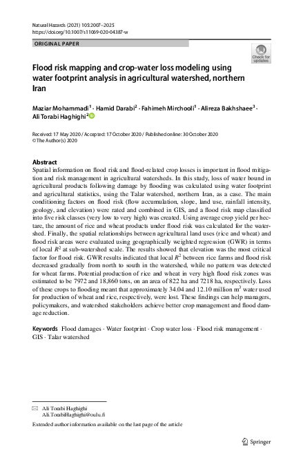 pdf flood risk mapping and crop water loss modeling using water