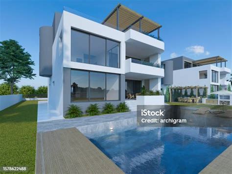 집의 컴퓨터 생성 이미지입니다 건축 시각화 3d 렌더링 외관 디자인 0명에 대한 스톡 사진 및 기타 이미지 0명 3차원 형태 가정 생활 Istock