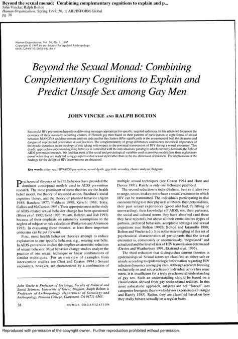 Pdf Beyond The Sexual Monad Combining Complementary Cognitions To