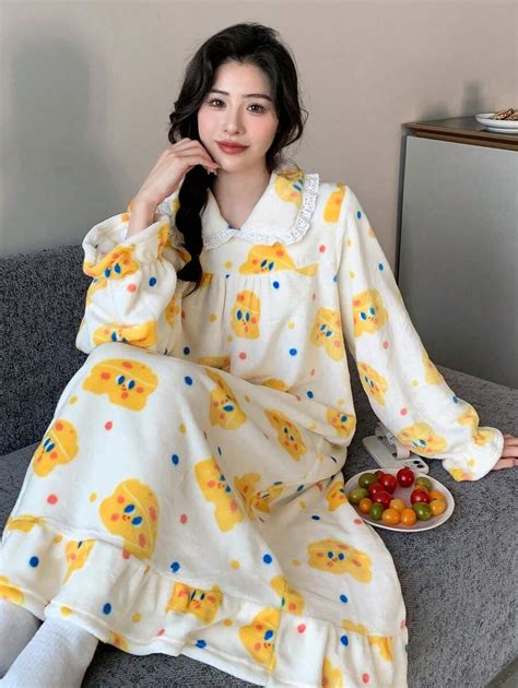 Dazy Cartoon Pattern Furry Cute Sleeping Dress Shein Usa Dazy Cartoon Pattern Furry Cute Sleeping Dress Shein Usa