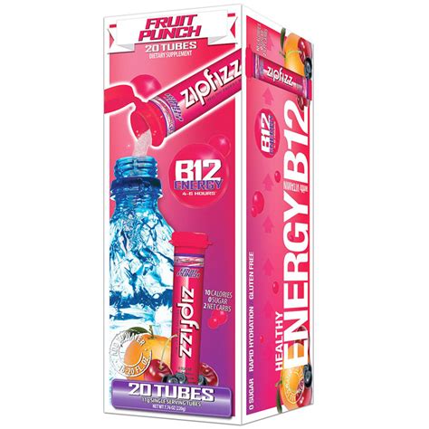 Zipfizz Healthy Energy Drink Mix With Vitamin B12 Fruit Punch 20