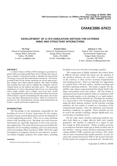 Pdf Development Of A Cfd Simulation Method For Extreme Wave And